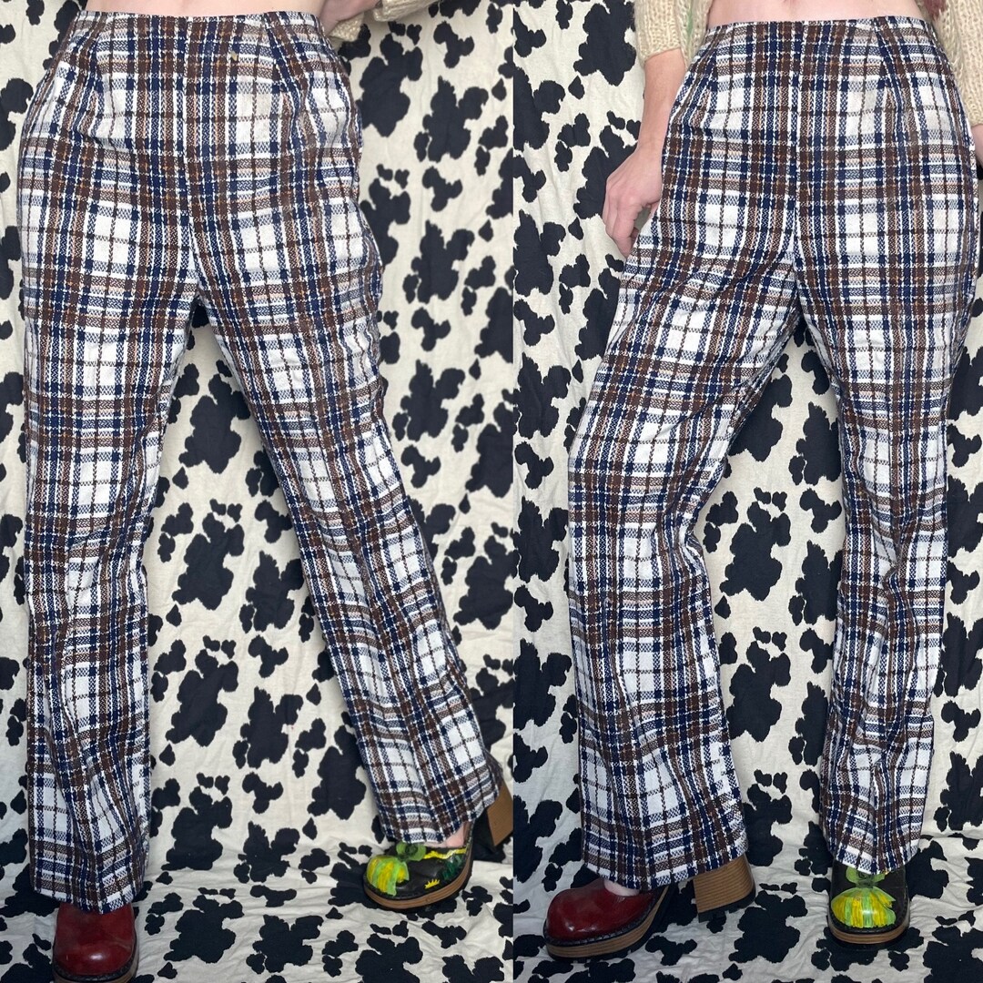 Vintage 50s 60s Plaid Pants // Knit Trousers // 60s Slacks // Flare ...