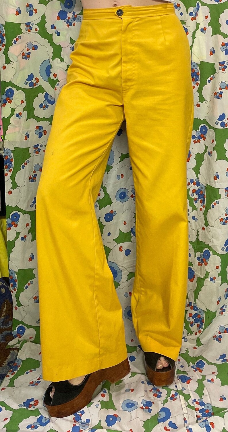 Vintage 70s Yellow FLARE Pants // Retro 70s Pants // Mod - Etsy