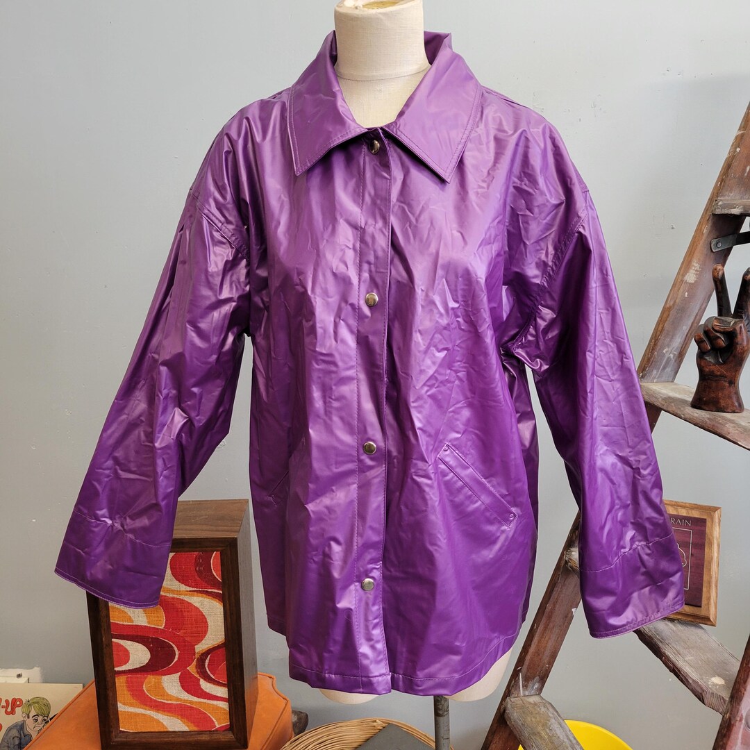 Vintage 80s Totes Purple PVC Rain Jacket - Women's Large - Etsy