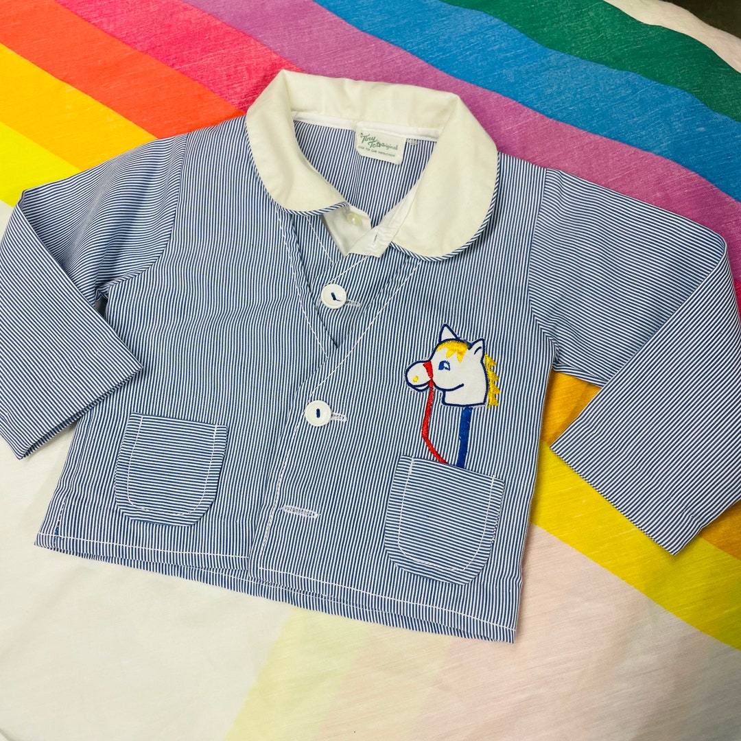 70s Hobby Horse TINY TOTS Baby Shirt Vtg Pin Striped Kids Button Down ...
