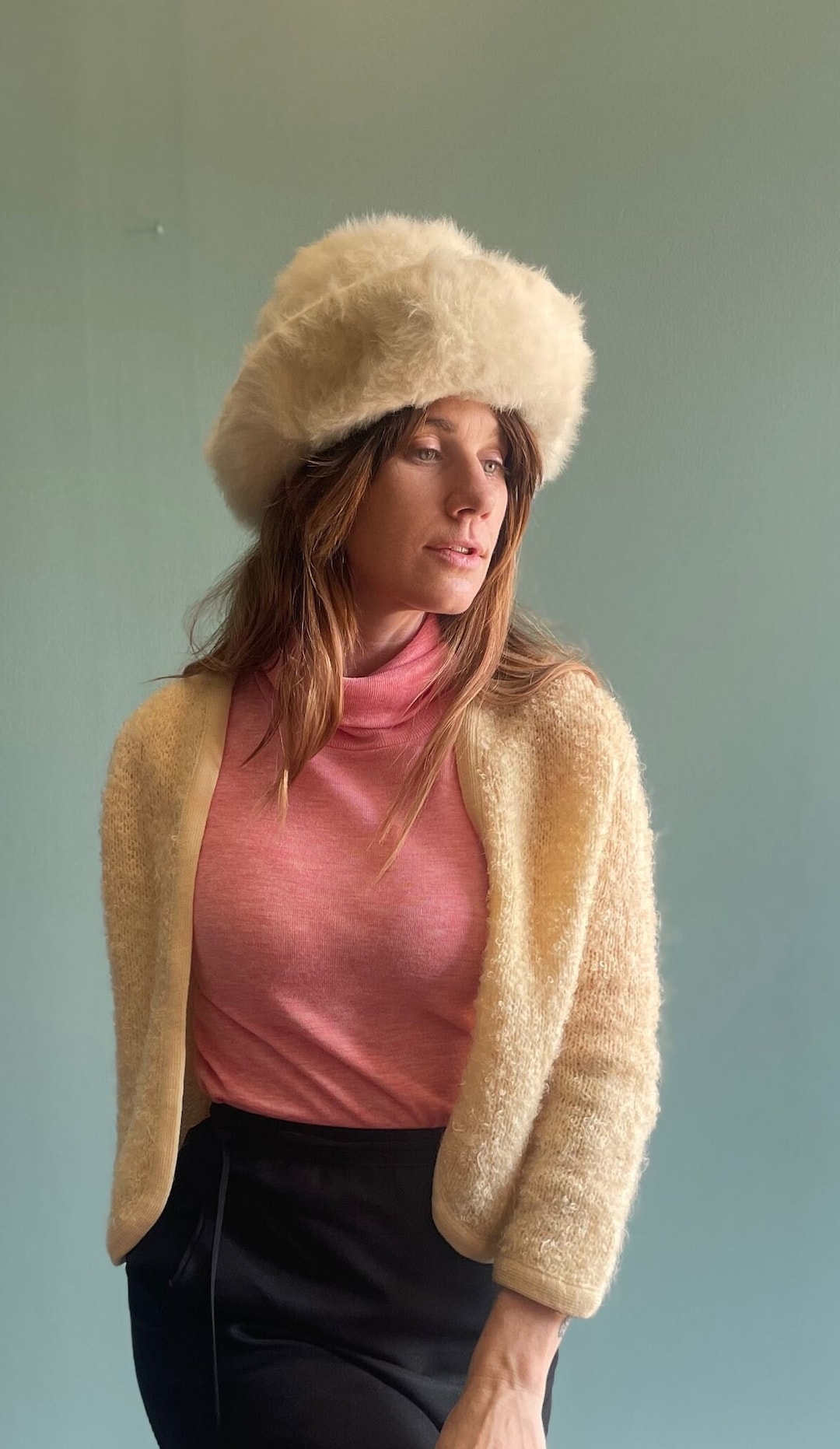 Vintage 60s WHITE FUR HATE / Mod White / Fur Bowler / Furry Top Fancy ...