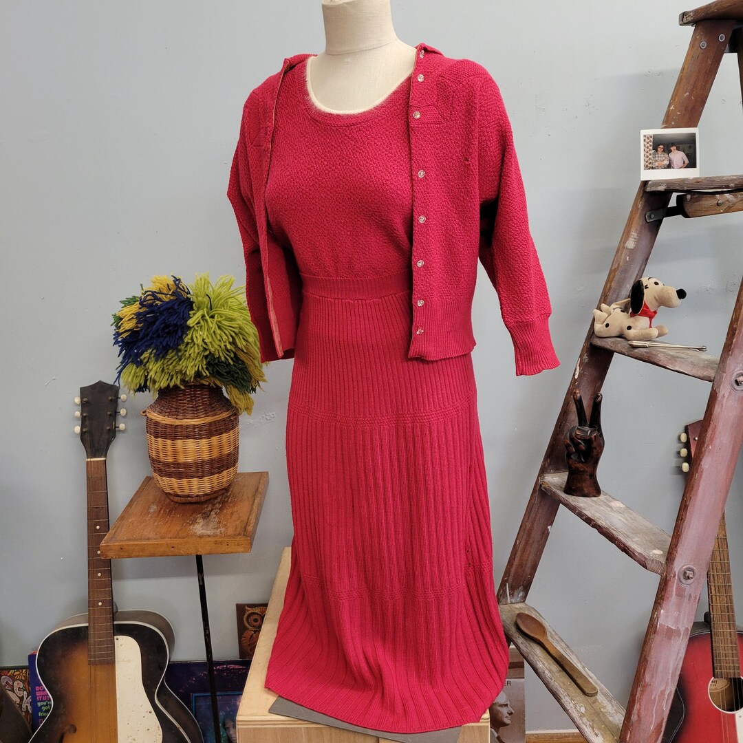 Vtg 40s 3 PIECE SWEATER SET // Vintage Skirt Sweater Top Toby Berman ...