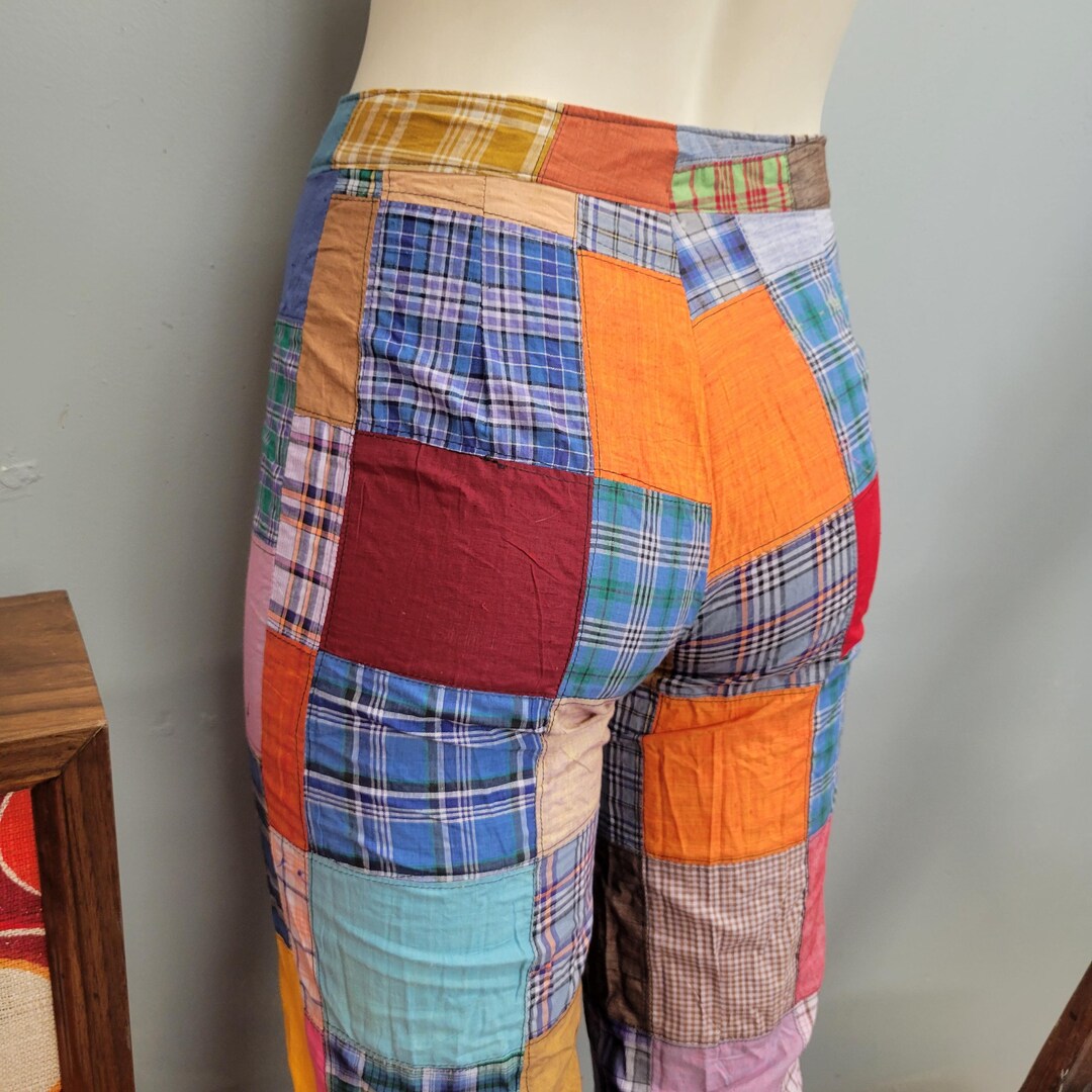 Vtg 70s PATCHWORK BELL BOTTOMS // Vintage Cotton Size Small Flare Leg ...