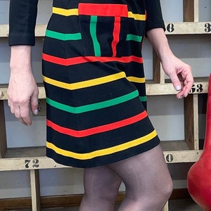 Vtg 60s Mod Primary Colors Striped Dress With Pockets Ronterri 70s ...