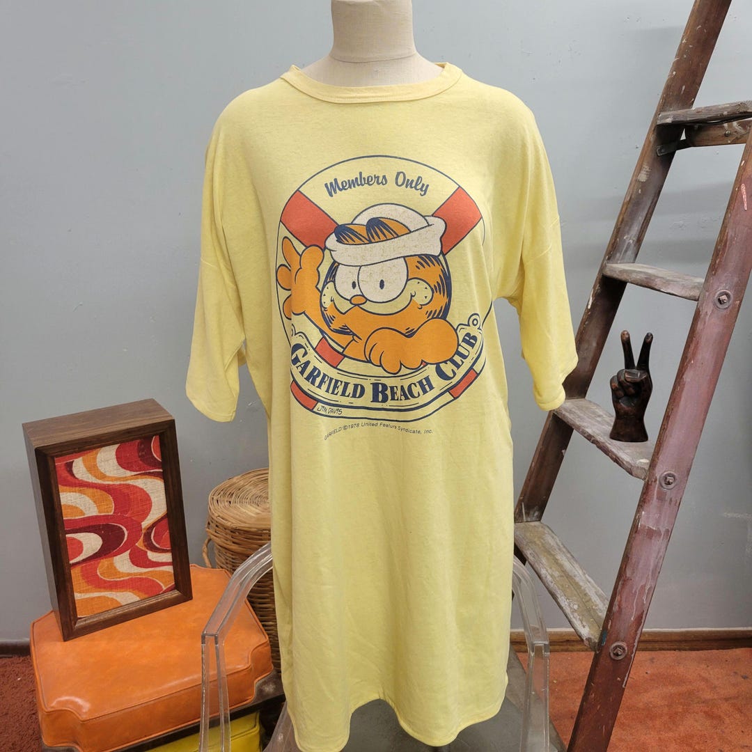 Vtg 70s GARFIELD SLEEPER SHIRT // Vintage Flirts Xl Paper Thin Cozy ...