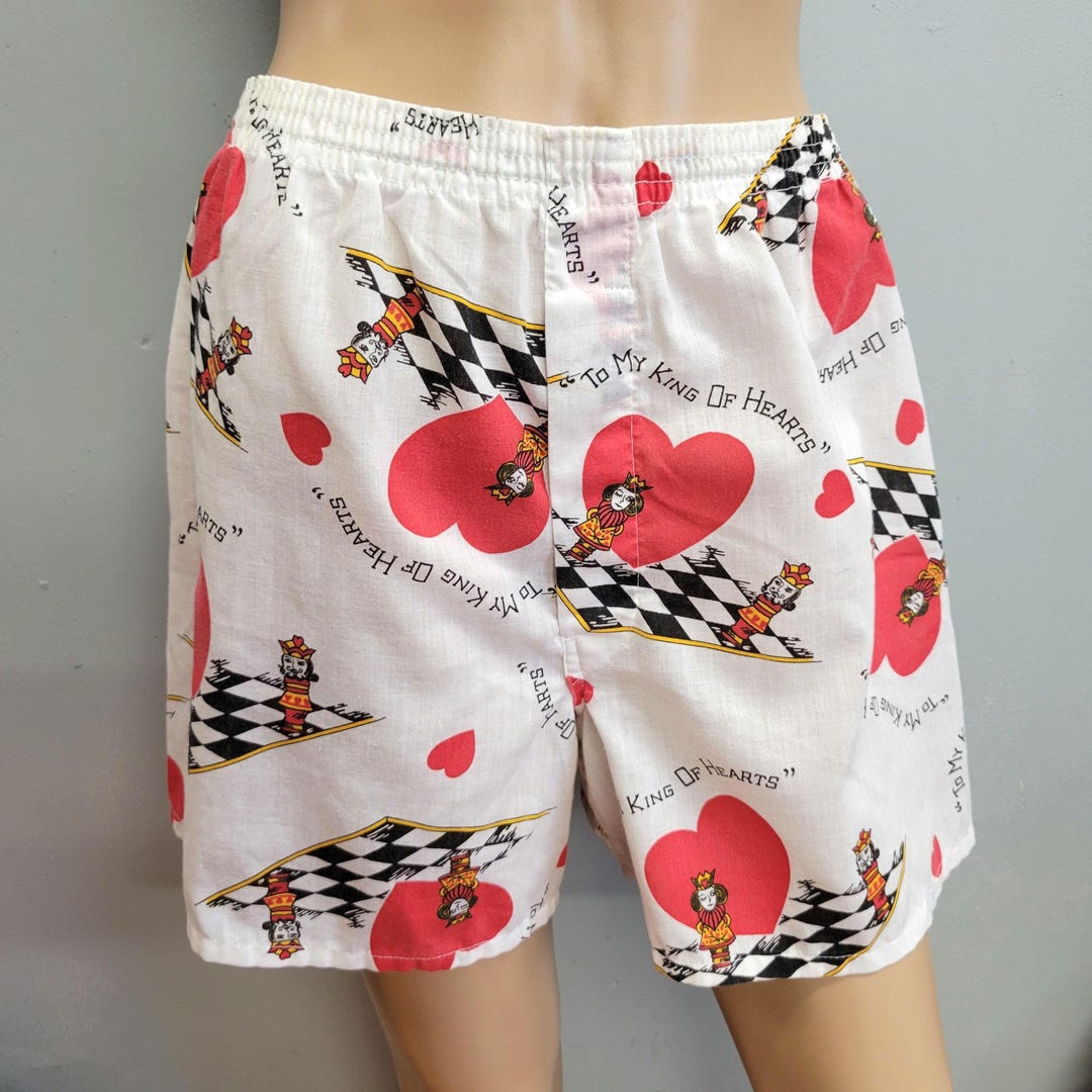 Vtg 70s HEART BOXERS // Vintage Large King of Hearts Chess Lover Retro ...
