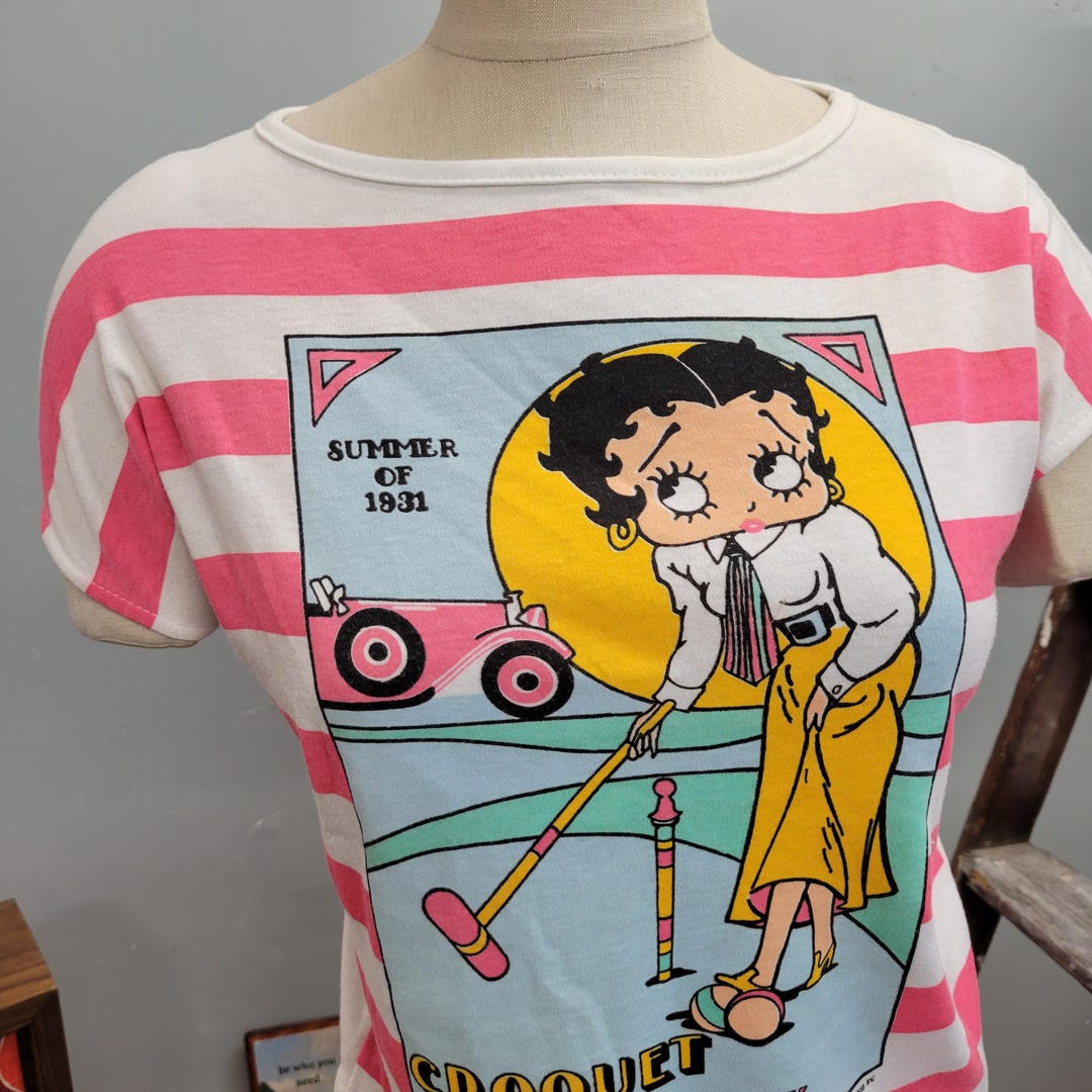 Vtg 80s BETTY BOOP TSHIRT // Vintage Bj Frog Small Womens Crop Top ...