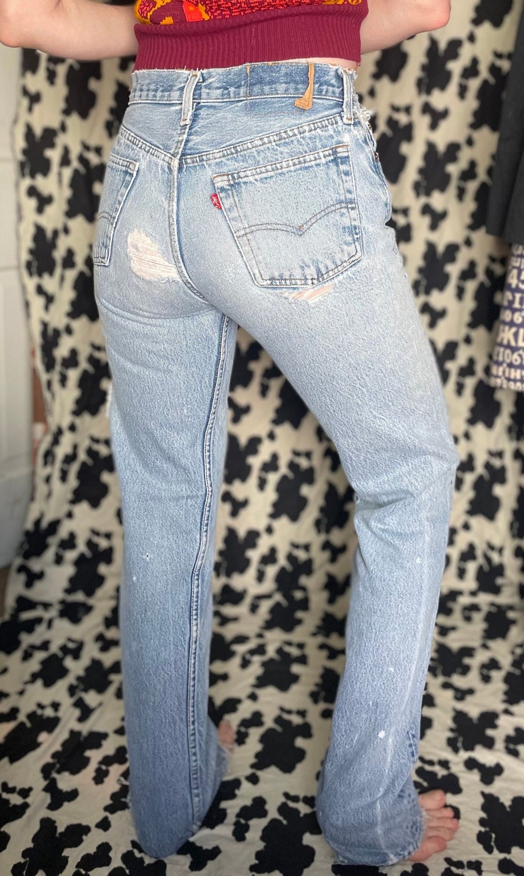 Vintage 90er Jahre Levi's Button Fly Distressed Jeans // 90er Shredded ...