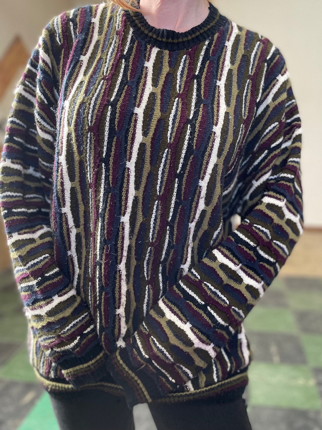 Vintage 90s Protege Collection Sweater / Coogi Style 3D Sweater ...