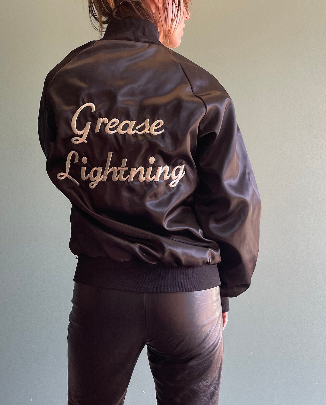 Vintage 1980s Grease Lightning Jacket / Black Satin Jacket ...