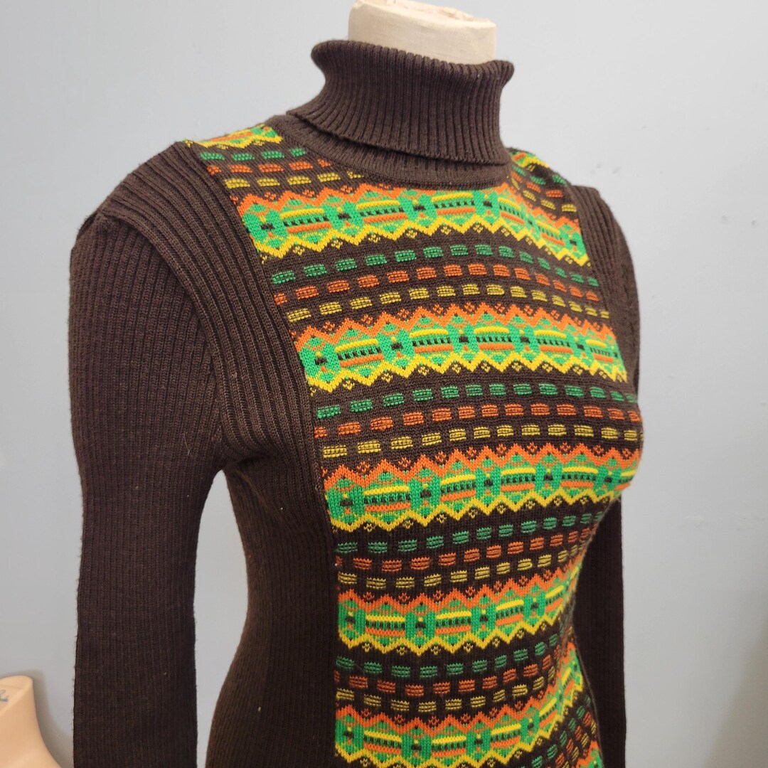 Vtg 70s RETRO PATTERN SWEATER // Vintage Psychedelic Kaleidoscope Print ...