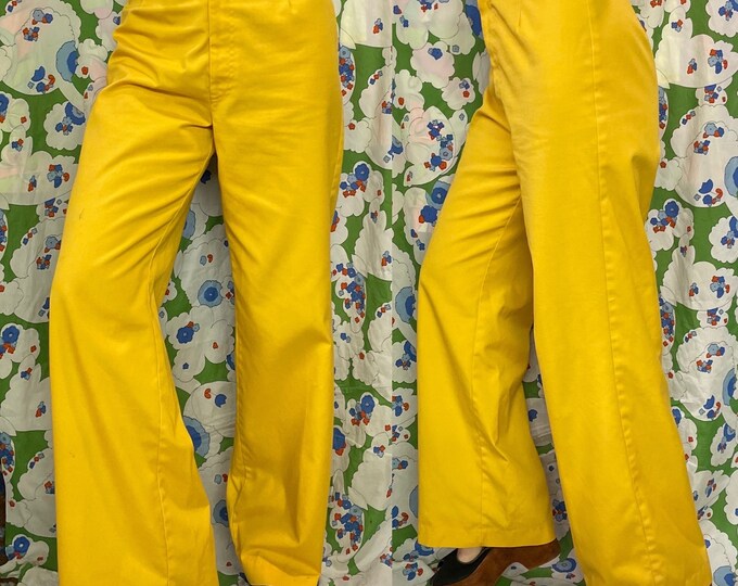 Vintage 70s Yellow FLARE Pants // Retro 70s Pants // Mod Yellow Pants ...