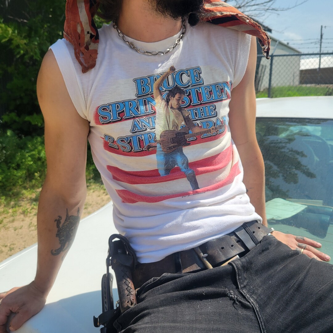 Vtg 80s BRUCE SPRINGSTEEN Muscle Tee // Vintage Single Stitch Paper ...