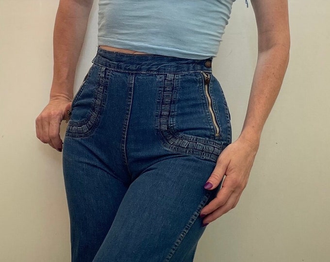 Vintage 1970s Double Zipper Bellbottoms * AS IS */ Zipper off Track ...