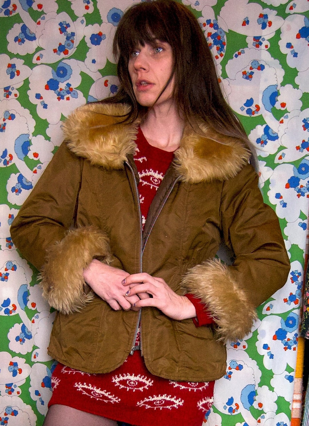 Vintage 70s Puffer Jacket / Brown Vinyl Jacket / That 70s Show Jacket ...
