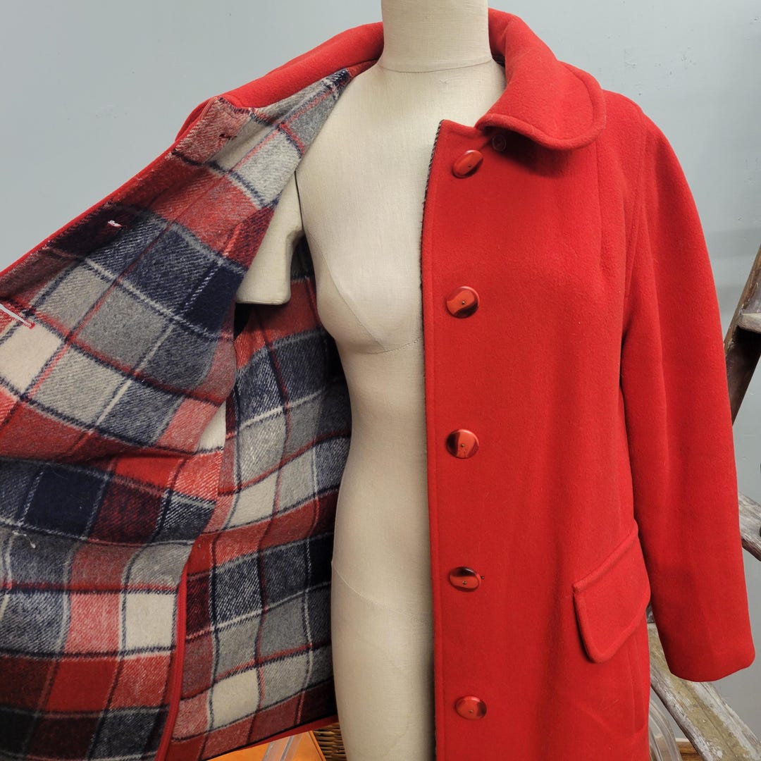 Vtg 70s RED WOOL COAT // Vintage Liman Penguin Womens Medium Mod Wool ...
