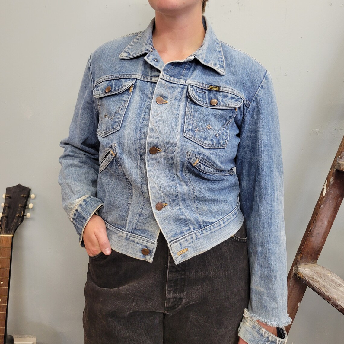 Vintage 70s Painted Wrangler Denim Jacket: Floral Art, Boho Chic - Etsy