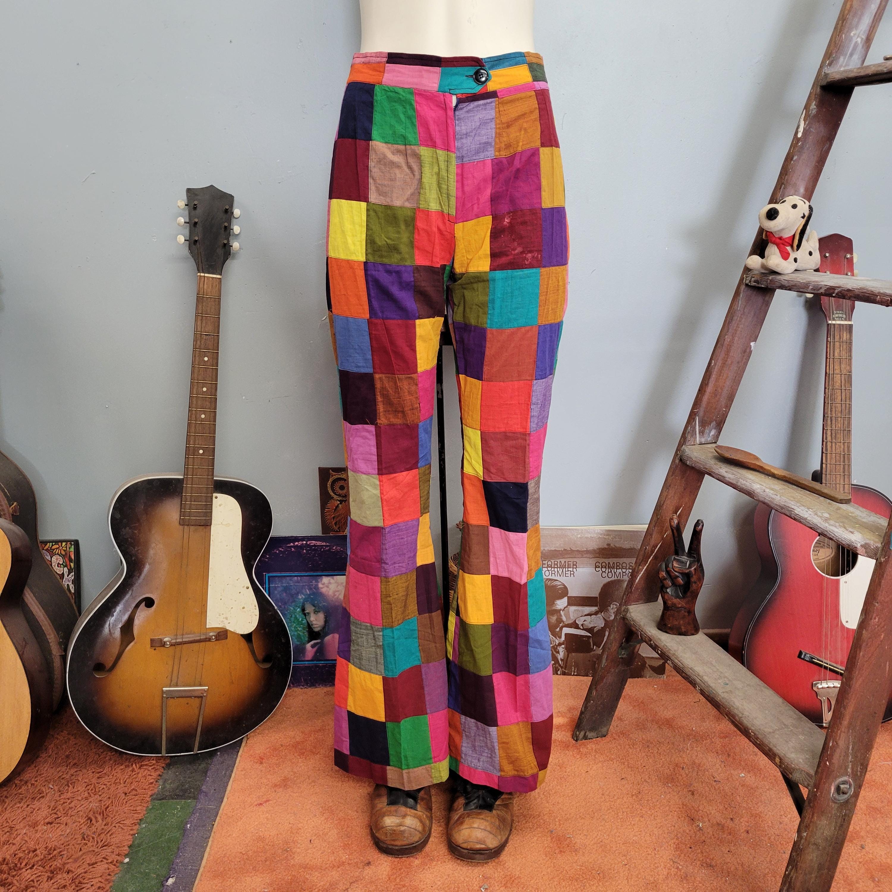 Vtg 70s Patchwork Bell Bottoms: Vintage Indian Cotton High Rise ...