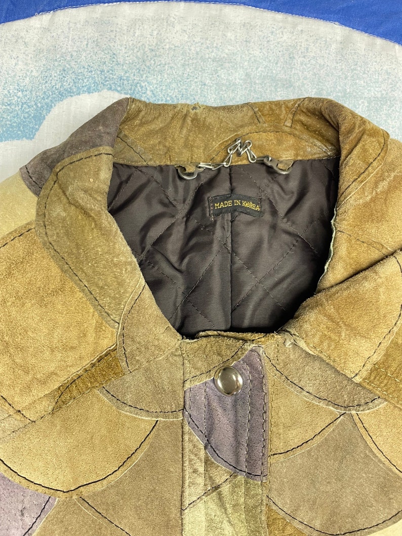 Vintage 1970s Suede Patchwork Jacket // Scalloped Leather - Etsy