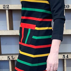 Vtg 60s Mod Primary Colors Striped Dress With Pockets Ronterri 70s ...