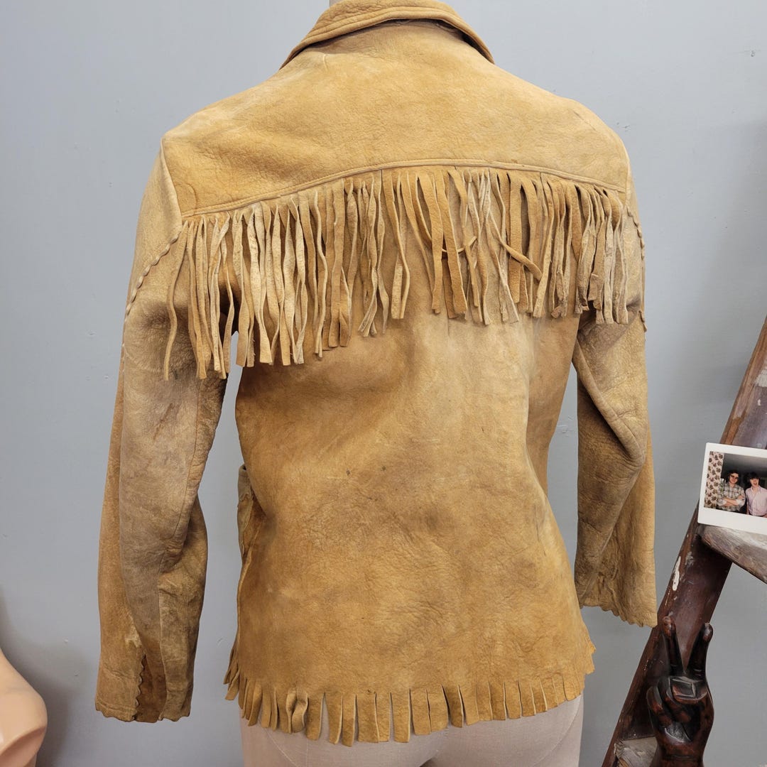 Vtg 1940s BUCKSKIN FRINGE JACKET // Vintage Toggle Button Tan Leather ...