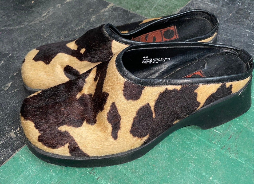 Vintage 80s 90s Cow Print Clogs / OS Inspired Soles by Arteffects ...