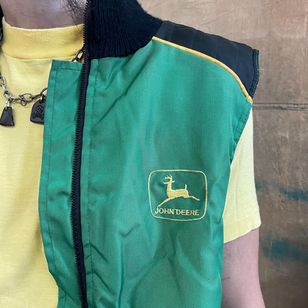 Vtg 70s JOHN DEERE VEST / Vintage Nylon Retro Trucker Tractor Country ...