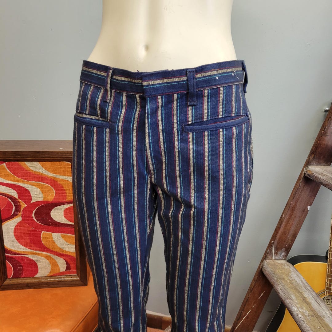 Vtg 70s STRIPED BELLBOTTOMS // Vintage Tads Medium Funky Retro Flare ...