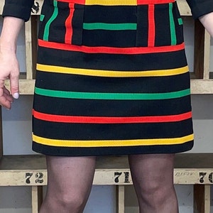 Vtg 60s Mod Primary Colors Striped Dress With Pockets Ronterri 70s ...
