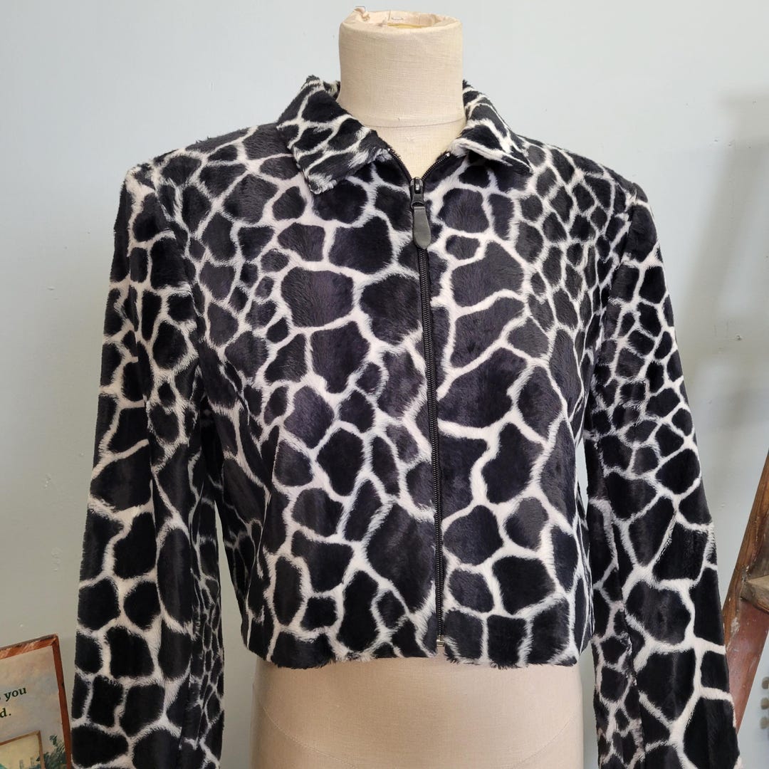 Vtg 90s GIRAFFE PRINT JACKET // Vintage Earl Ratenberg Velvety Animal ...