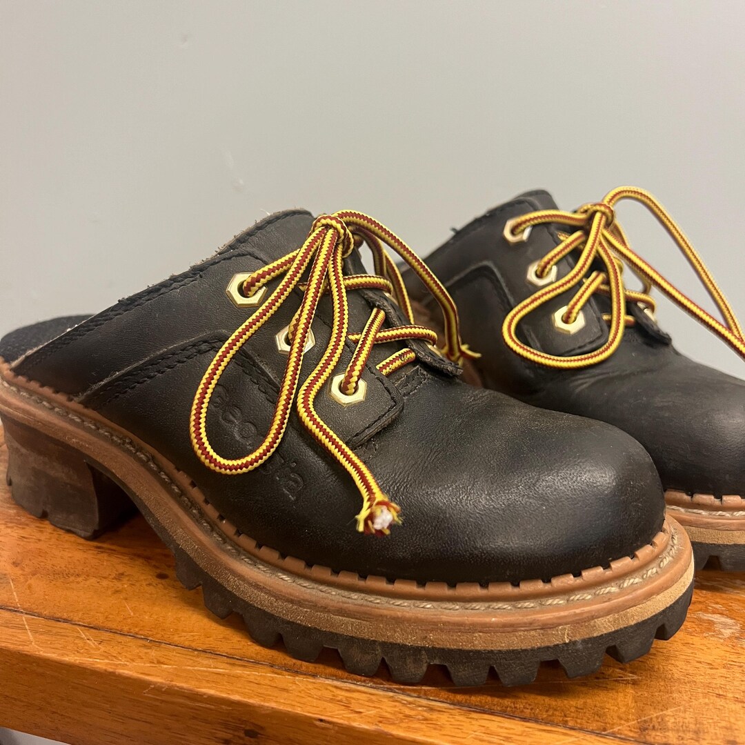 Vtg 90s GEORGIA LOGGER BOOTS // Vintage Black Leather Lace up Chunky ...