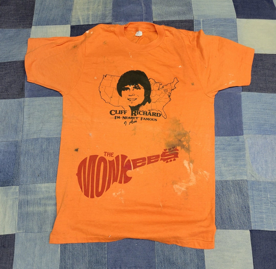 Vintage 70s MONKEES Cliff Richard Seniors TEST PRINT Orange Weird Punk ...