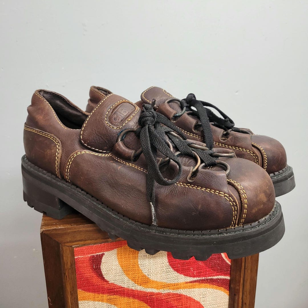Vtg 90s CHUNKY BROWN SHOES // Vintage Gbx Size 10 Mens Retro Oxfords ...