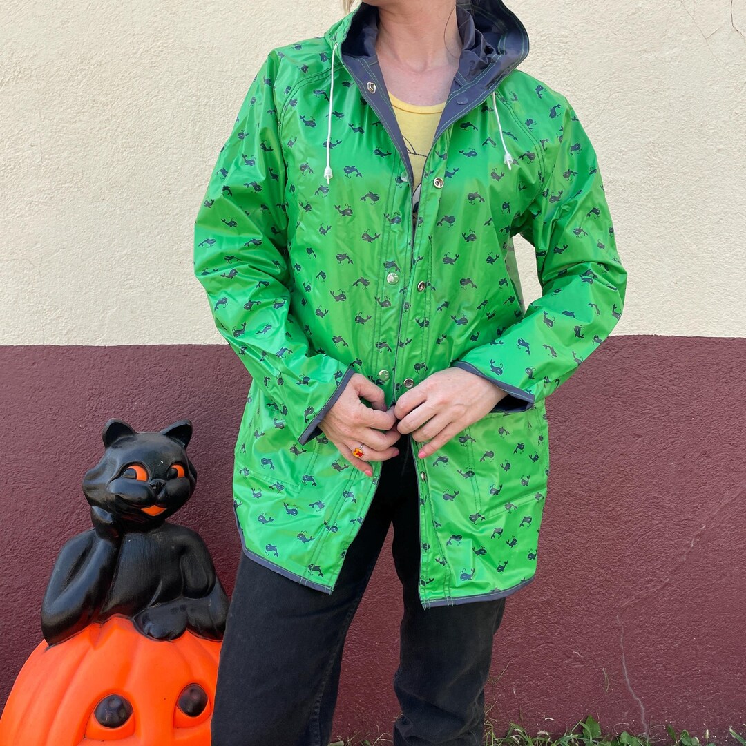 Vtg 80s WHALE PATTERNED JACKET // Vintage Reversible Hooded Stranger ...