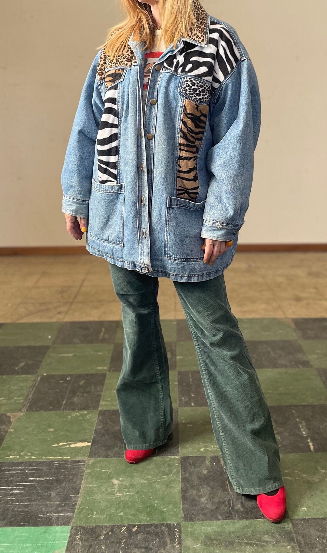 Vtg 90s ZEBRA DENIM JACKET// Cow Print Leopard Tiger Wildlife Patterned ...