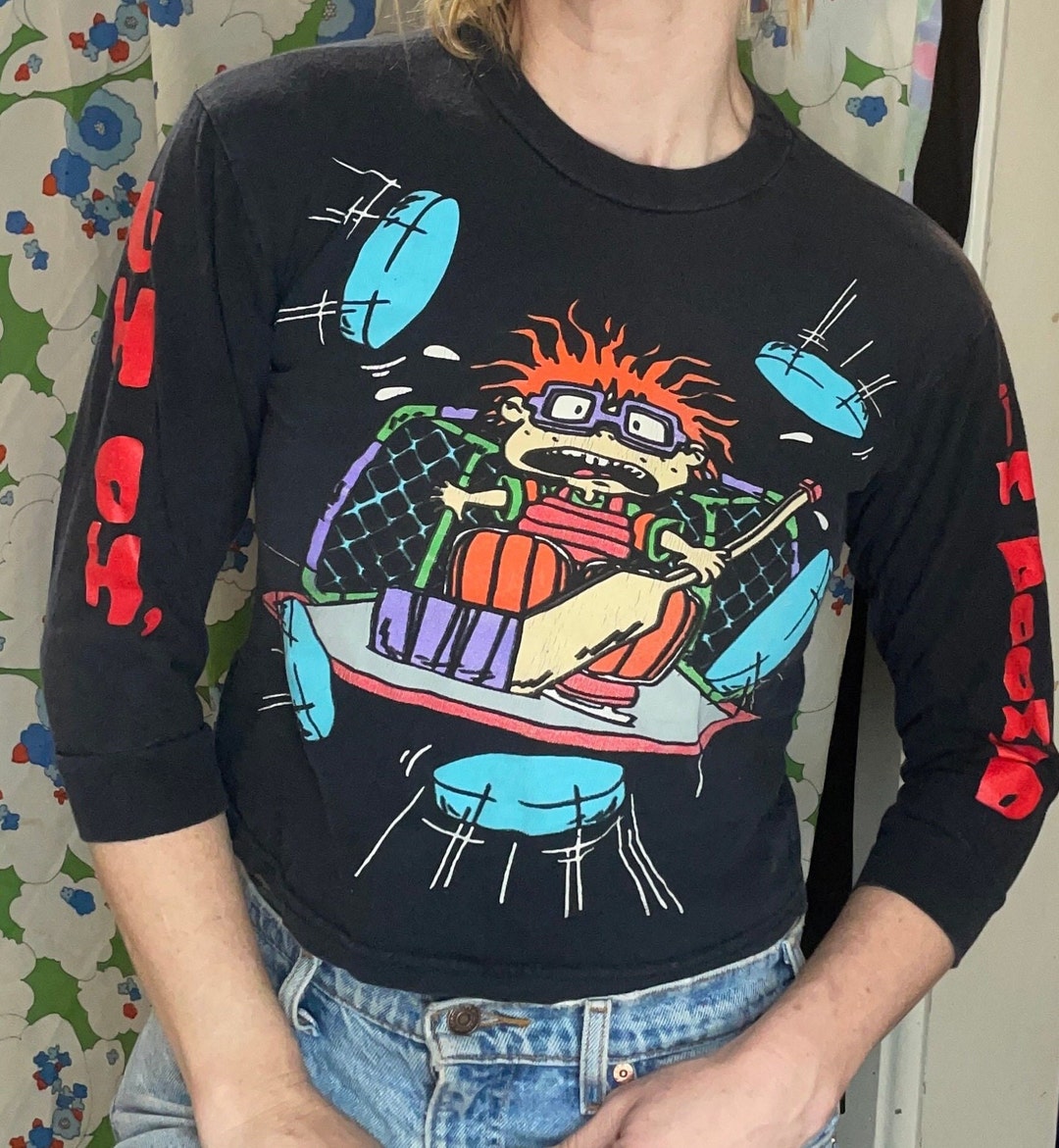 Vtg 90s Rugrats Chucky uh Oh I'm Doomed Funny Graphic Tee Long Sleeve ...