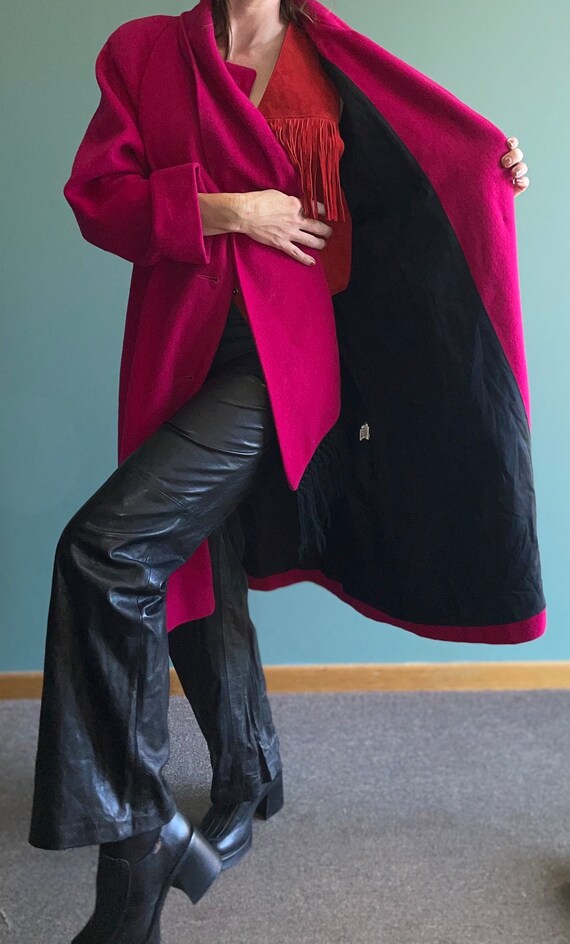 vintage ꕤ ꕤ 80s NEON pink WOOL COAT ꕤ ꕤ matching Sca… - Gem