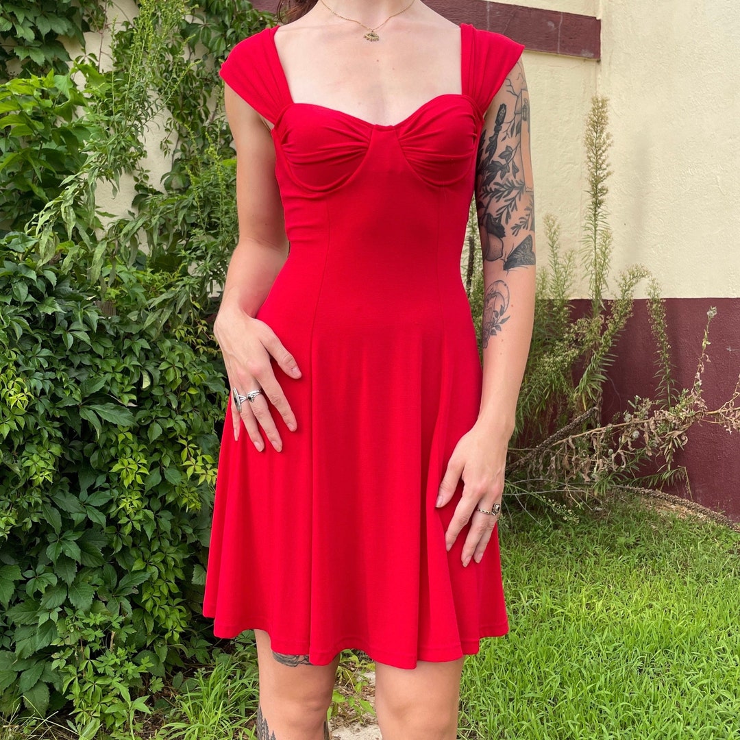 90s Vintage Red Mini Dress: Off-shoulder Spandex Cocktail - Etsy