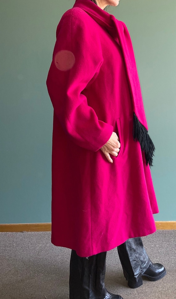 vintage ꕤ ꕤ 80s NEON pink WOOL COAT ꕤ ꕤ matching Sca… - Gem