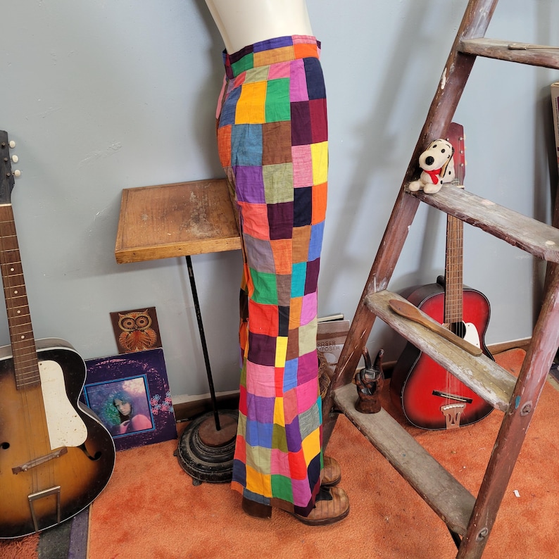 Vtg 70s Patchwork Bell Bottoms: Vintage Indian Cotton High Rise ...
