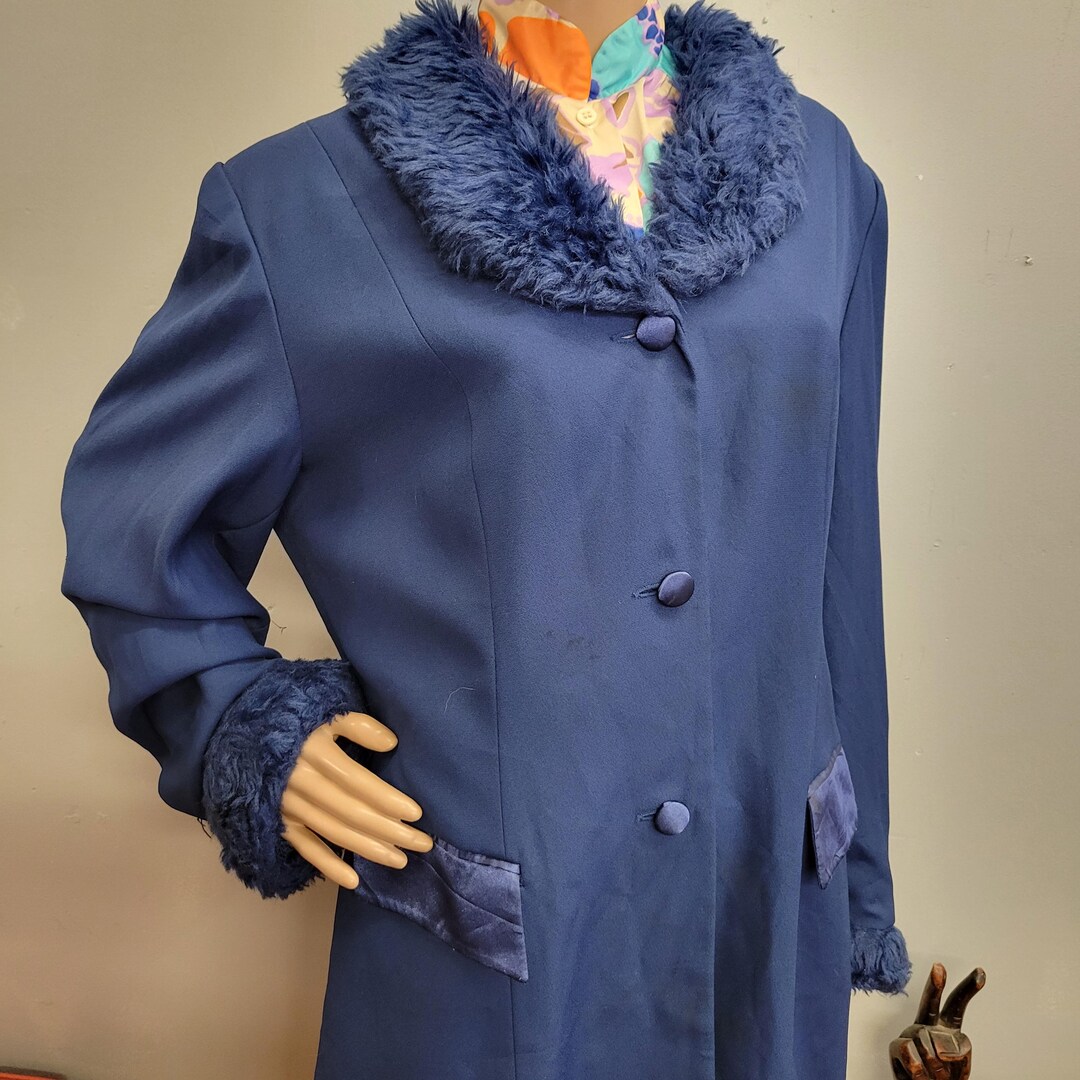 Vtg 60s BLUE FAUX FUR Coat, Katherine Kay Ltd. Large Plush Jacket - Etsy UK