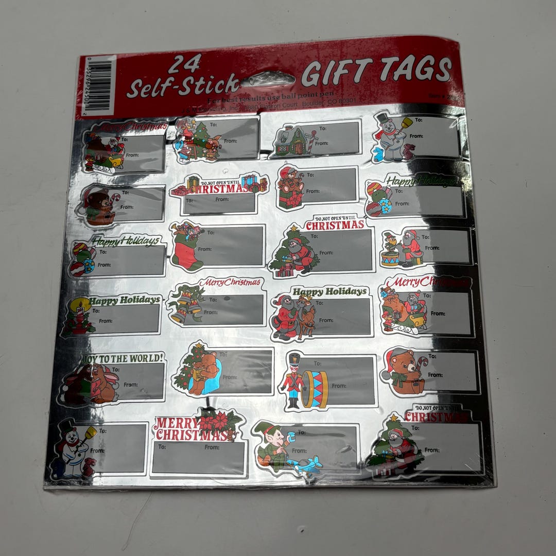 Vtg 1980s CHRISTMAS GIFT LABELS Set of 14 : Vintage Shiny Metallic Name ...