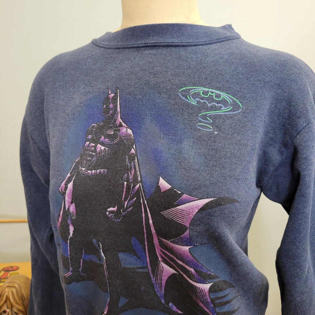 Vtg 90s BATMAN FOREVER CREWNECK / Vintage Sweatshirt Dc Comics Mascot ...