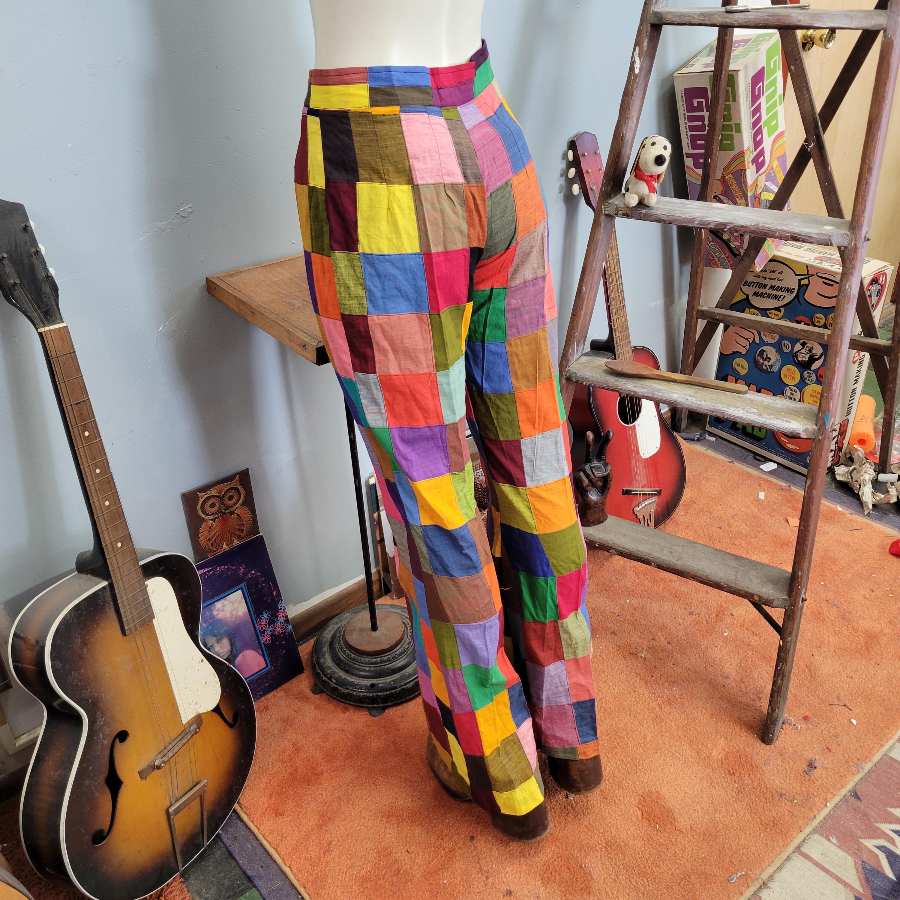Vtg 70s Patchwork Bell Bottoms: Vintage Indian Cotton High Rise ...