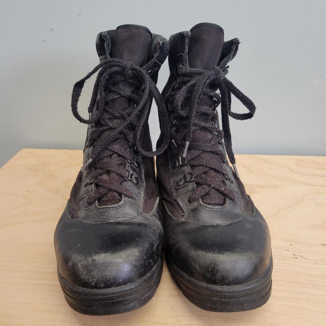 Vtg 90s CORCORAN LEATHER BOOTS // Vintage Black Leather Military Style ...