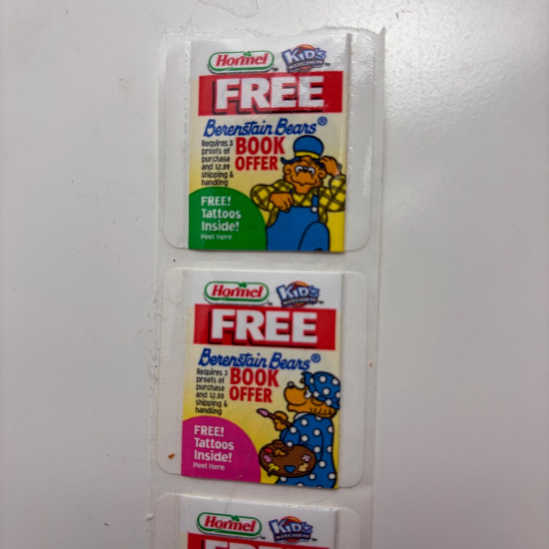 Vtg 90s BERENSTAIN BEARS TATTOOS // Vintage Hormel Kids Promo Set of 4 ...