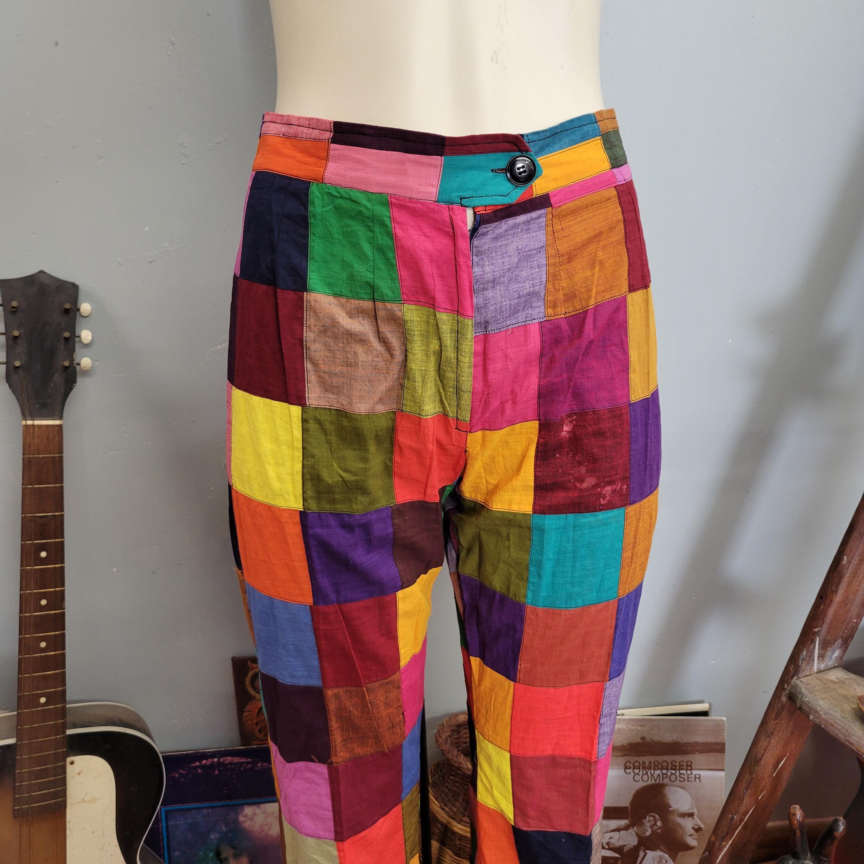 Vtg 70s Patchwork Bell Bottoms: Vintage Indian Cotton High Rise ...
