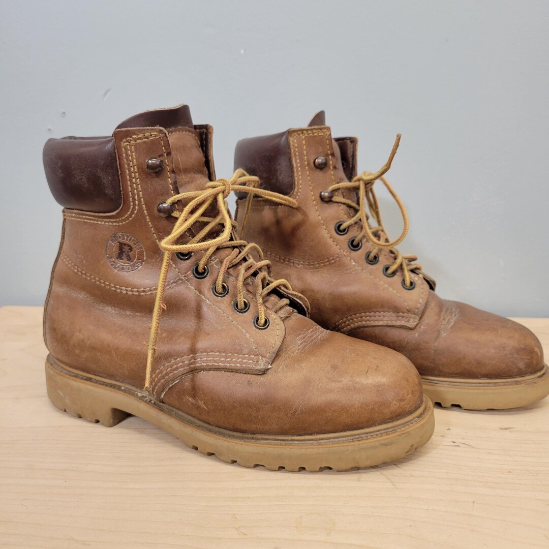 Vtg 90s RED WING BOOTS // Vintage Moc Toe Leather Roper Lace up Ankle ...