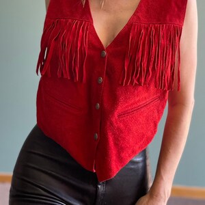Vintage 70s 80s Red Suede Fringe Vest / Leather Fringe Top / - Etsy