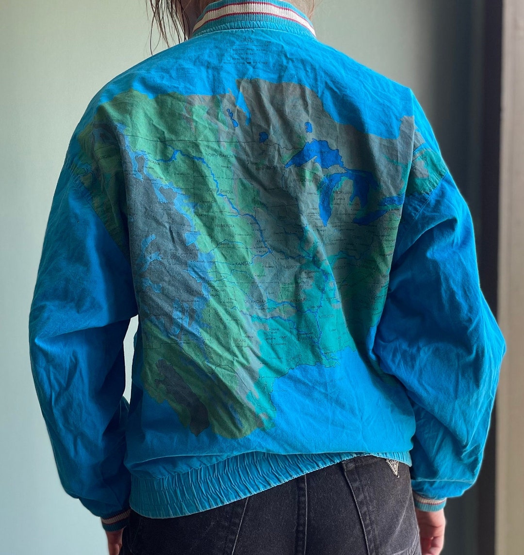 Vtg 90s Distressed WORLD MAP Tyvek Nirvana Kurt Disposable Grunge Punk ...